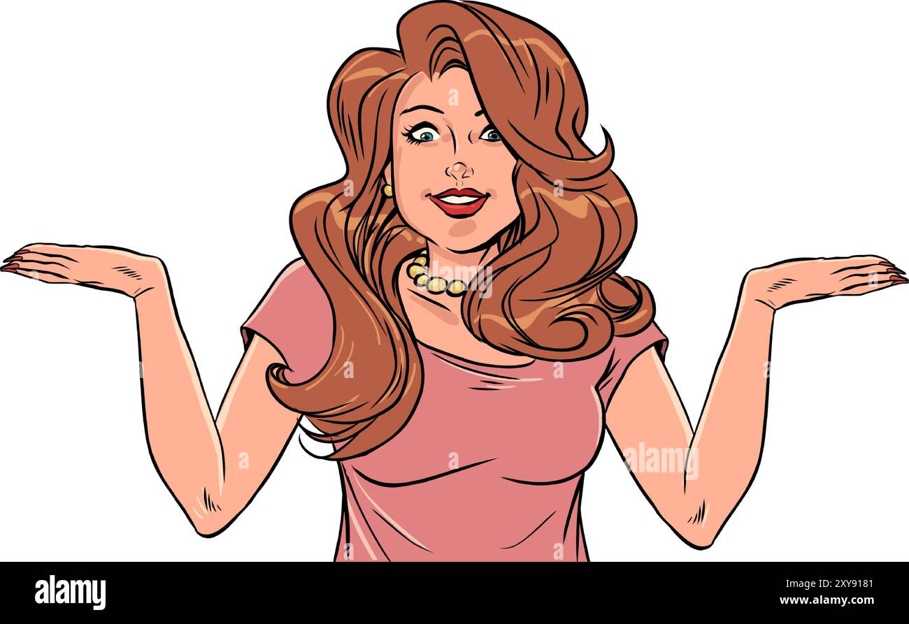 The woman smiles and offers options. Communication with the client ...