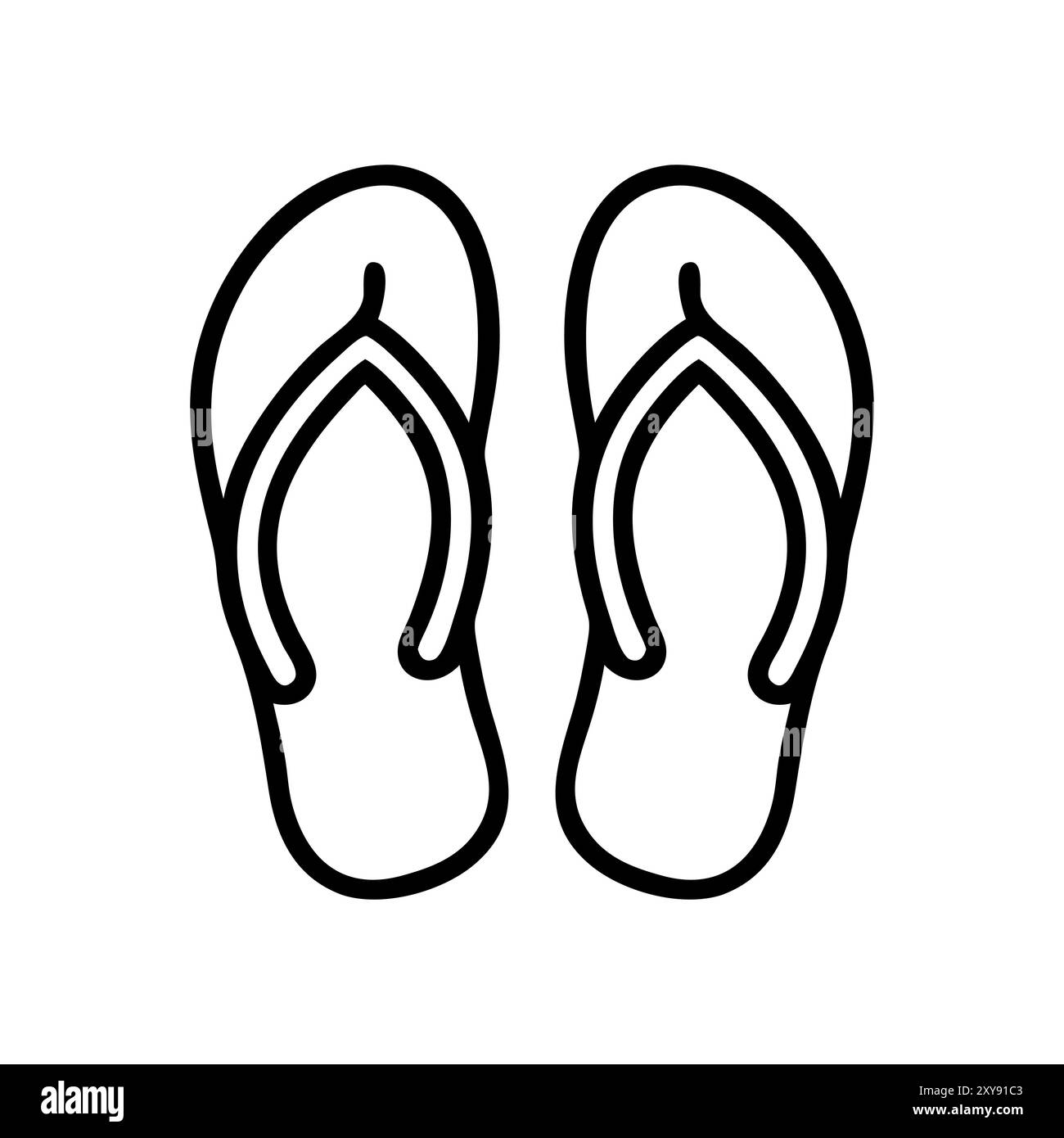 Flip flop icon. Black linear flip flop icon isolated on white ...