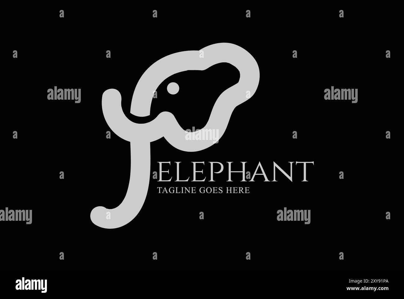 Simple Minimalist Mammoth Elephant Head Line for Zoo Conservation Logo ...