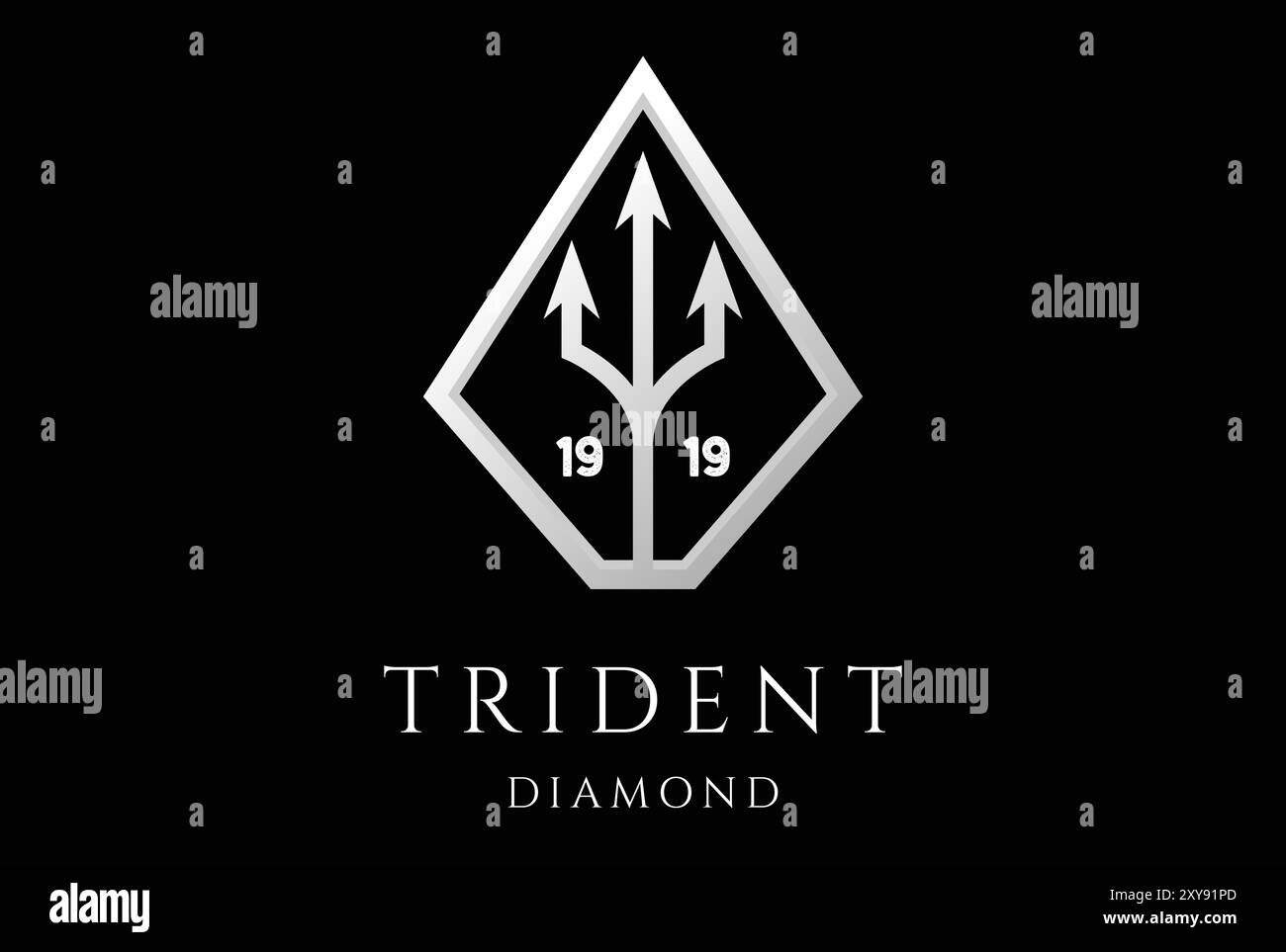 Simple Minimalist Trident Spear Fork with Diamond Logo Design Stock ...