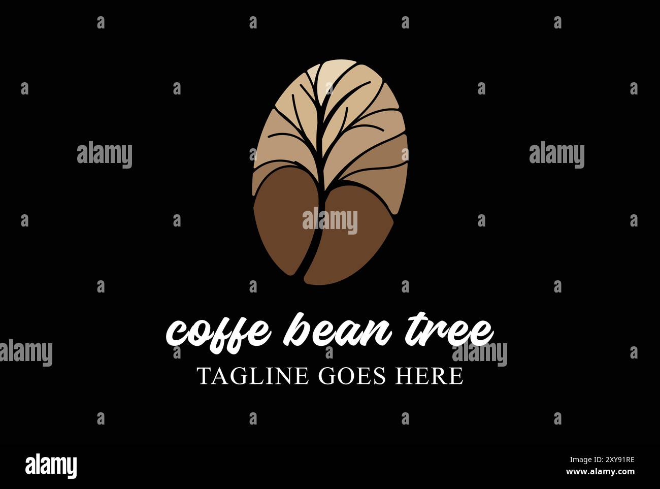 Sunset Sunrise Desert Coffee Bean with Dry Dead Tree Plant Silhouette ...