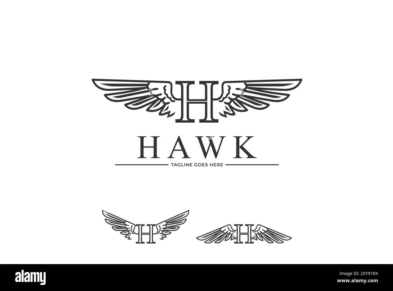 Vintage Initial Letter H for Hawk Wings Logo Design Stock Vector Image ...