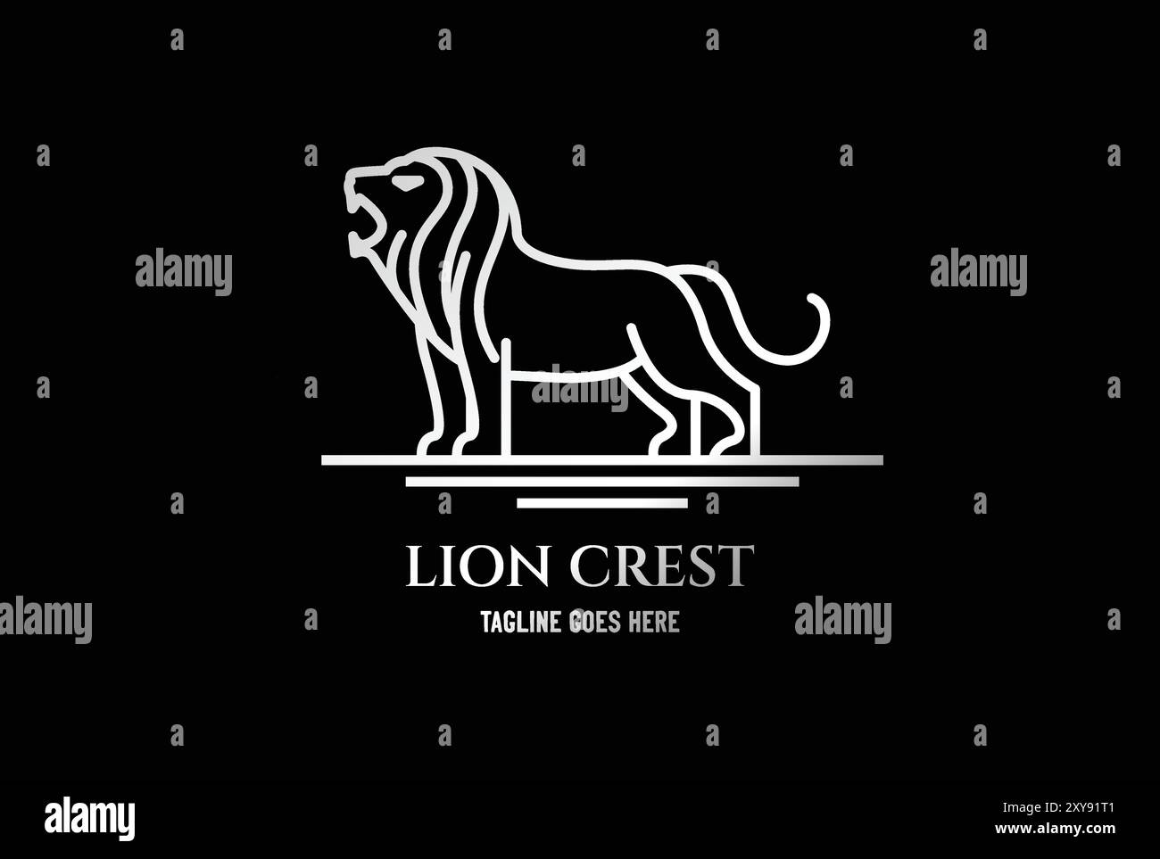 Lion with crown line art hi-res stock photography and images - Alamy