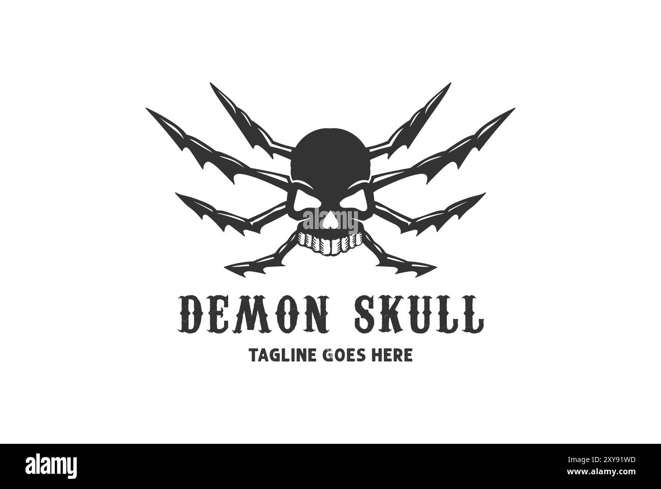 Vintage Scary Satan Demon Devil Evil Monster Skull Head Logo for Tattoo ...