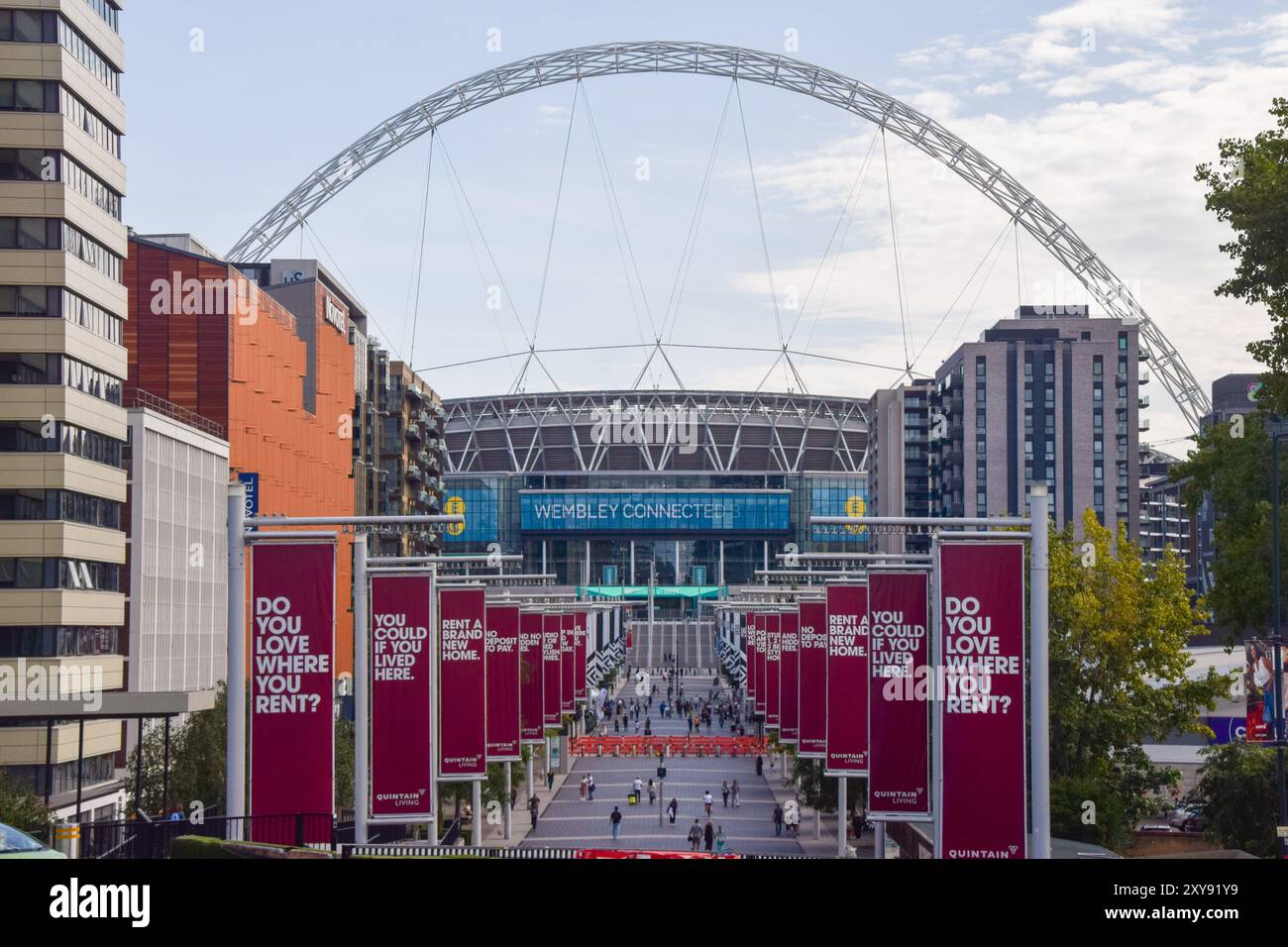 London, UK. 28th August 2024. Exterior daytime view of Wembley Stadium ...