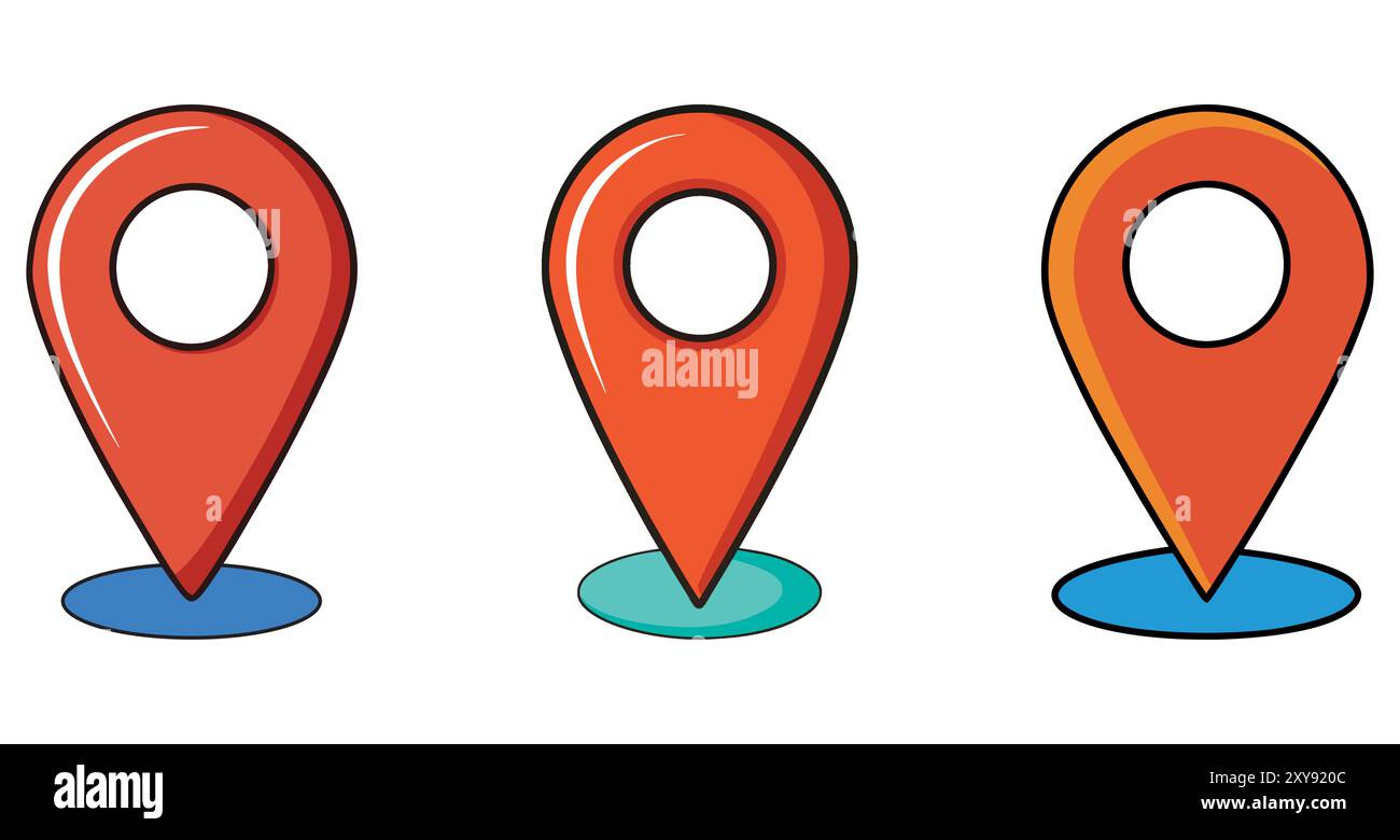 Map pin icon. Set of red map pin icons isolated on white background ...