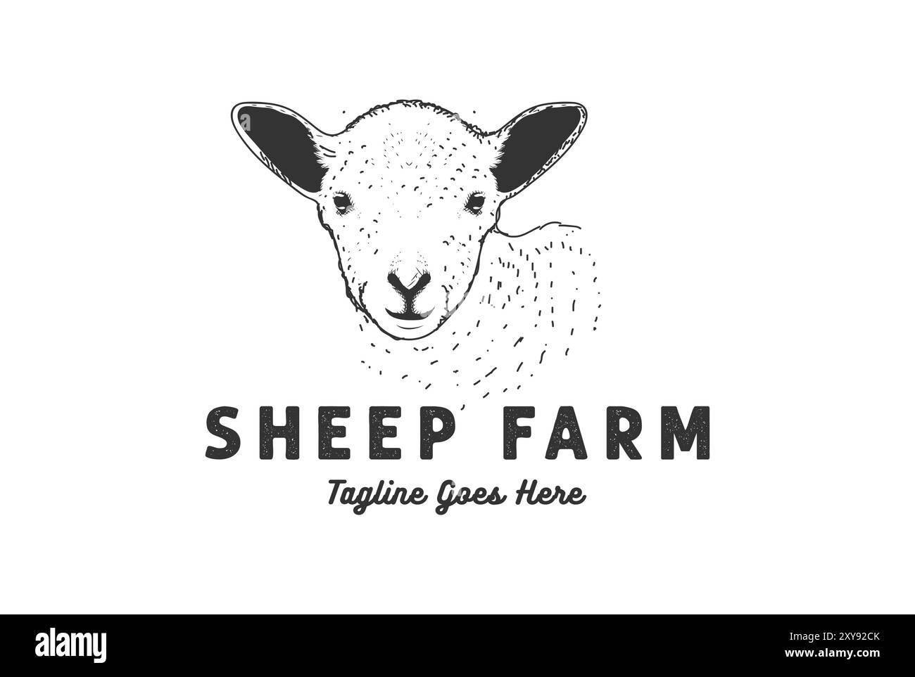 Vintage Retro Hand Drawn Sketch Lamb Sheep Head Face Logo Design Vector ...
