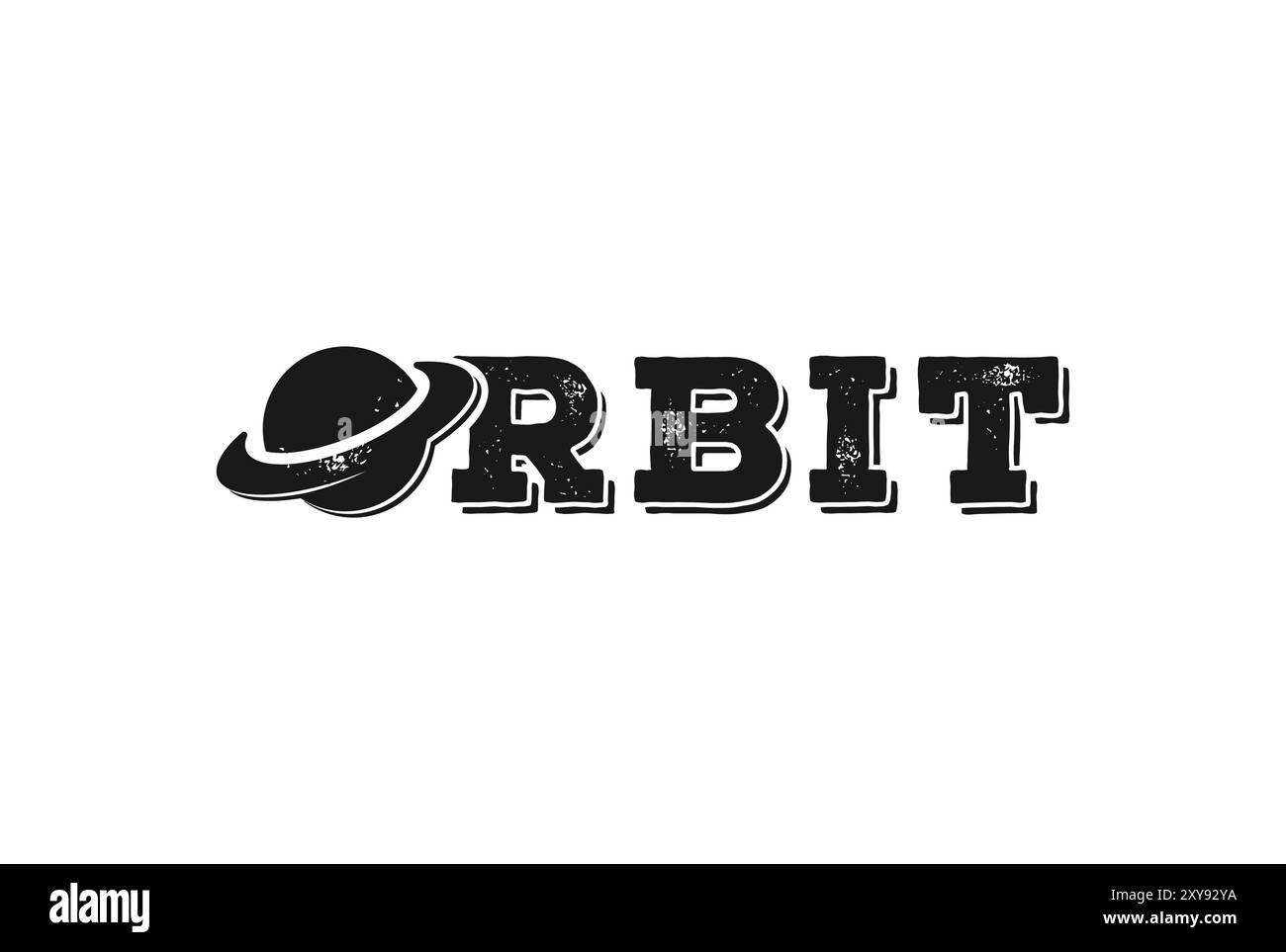 Vintage Retro Planet Earth Moon Orbit Text Font Type Typography Word ...