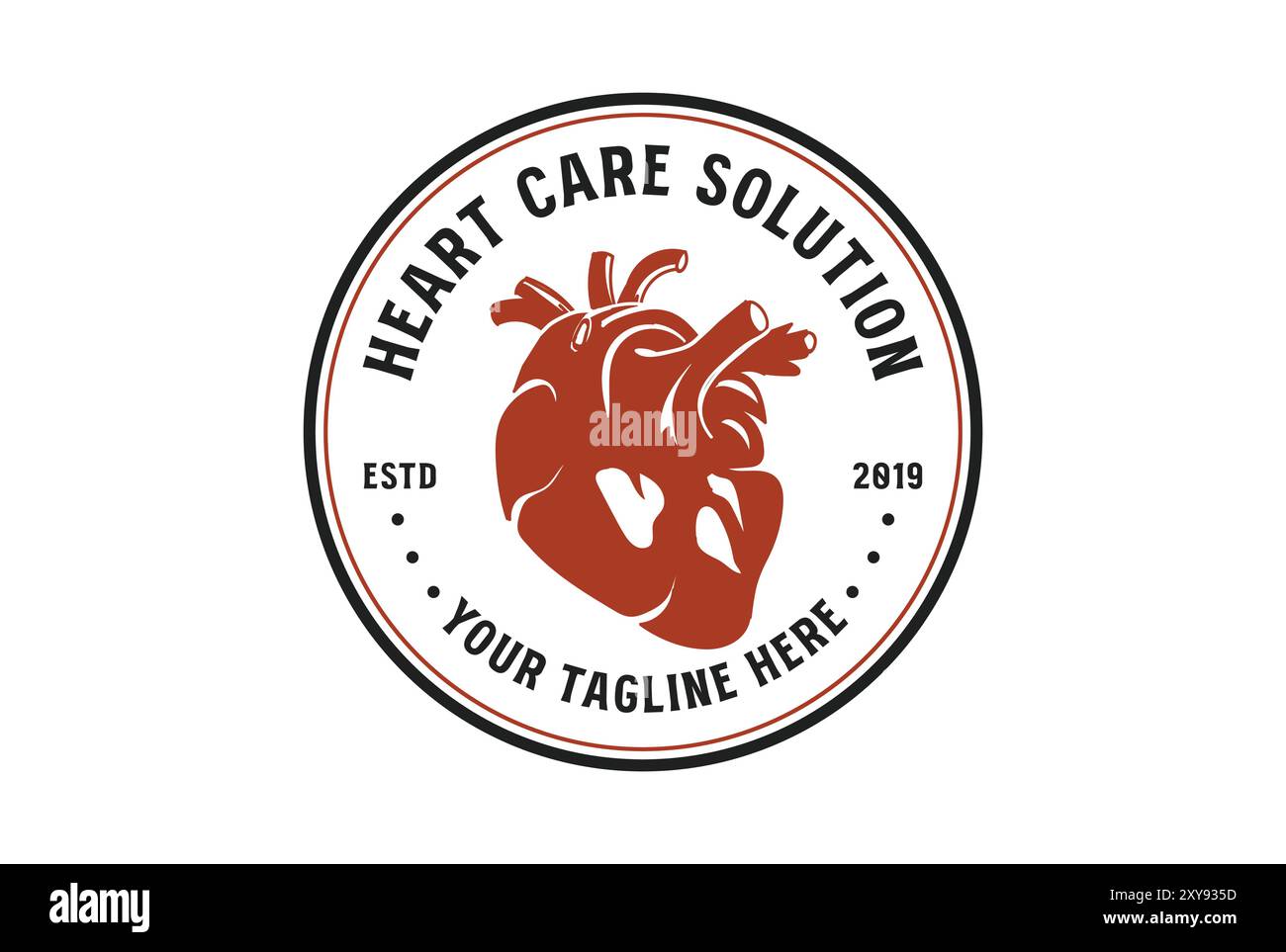 Circular Heart Badge Emblem Label Stamp for Doctor Clinic Health Care ...