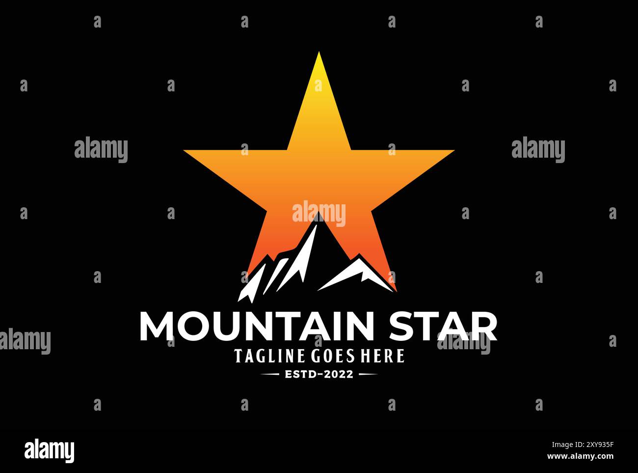 Simple Bold Black Mountain with Star for Adventure Outdoor logo design ...