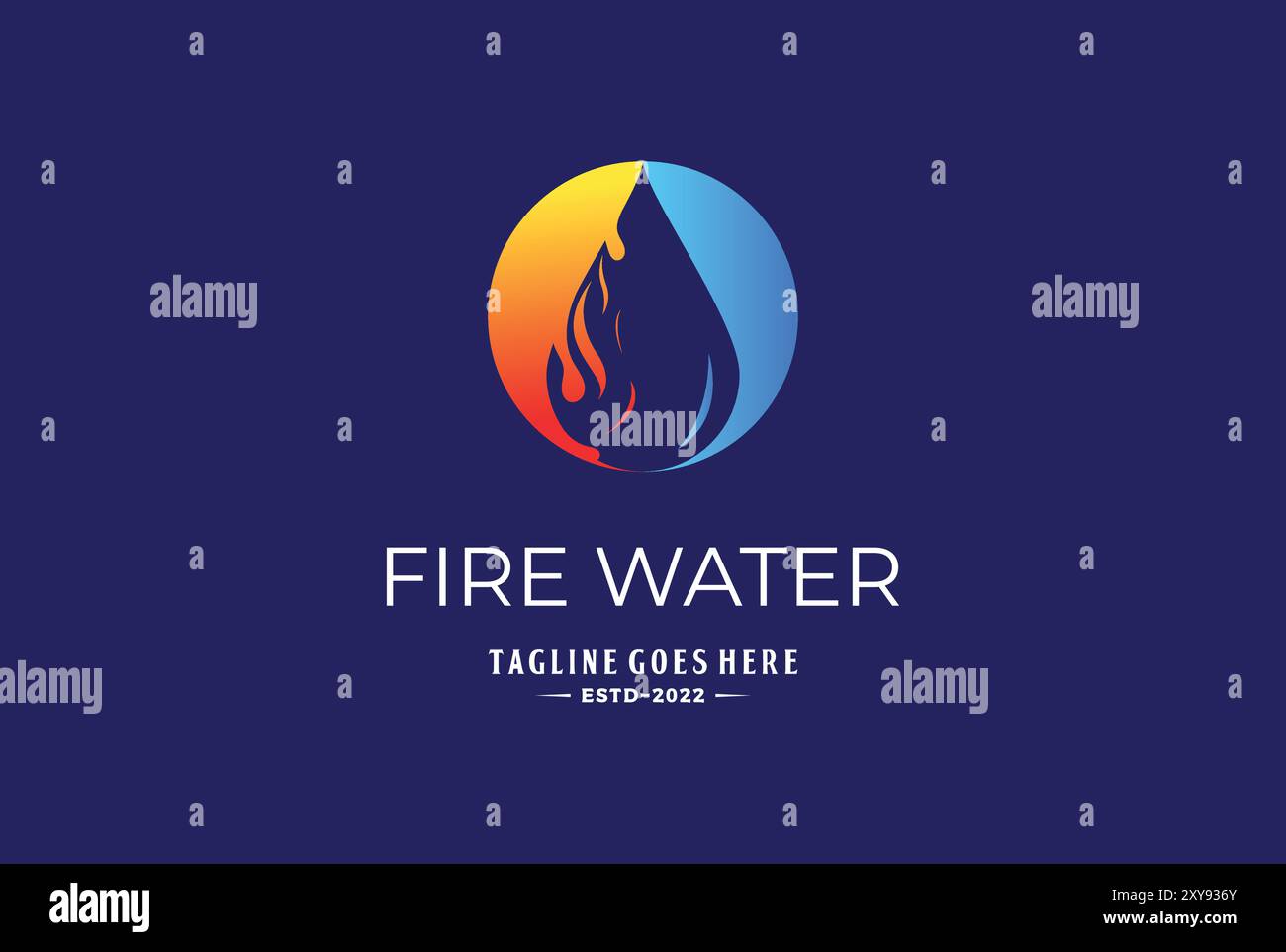 Circle Circular Fire Flame and Water for Restoration House Service Logo ...