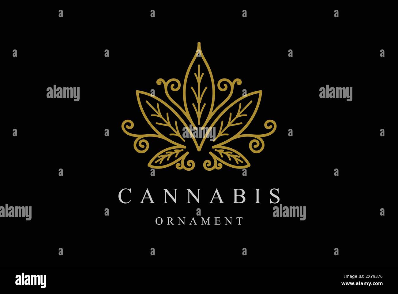 Elegant Luxury Golden Cannabis Marijuana Ganja Leaf Decorative Ornament ...