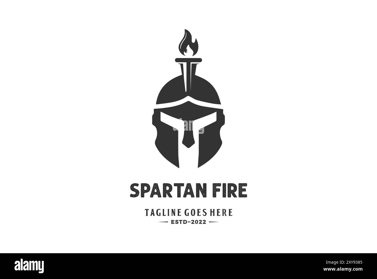Vintage Greek Sparta Spartan Warrior with Burn Torch Fire Flame Crest ...