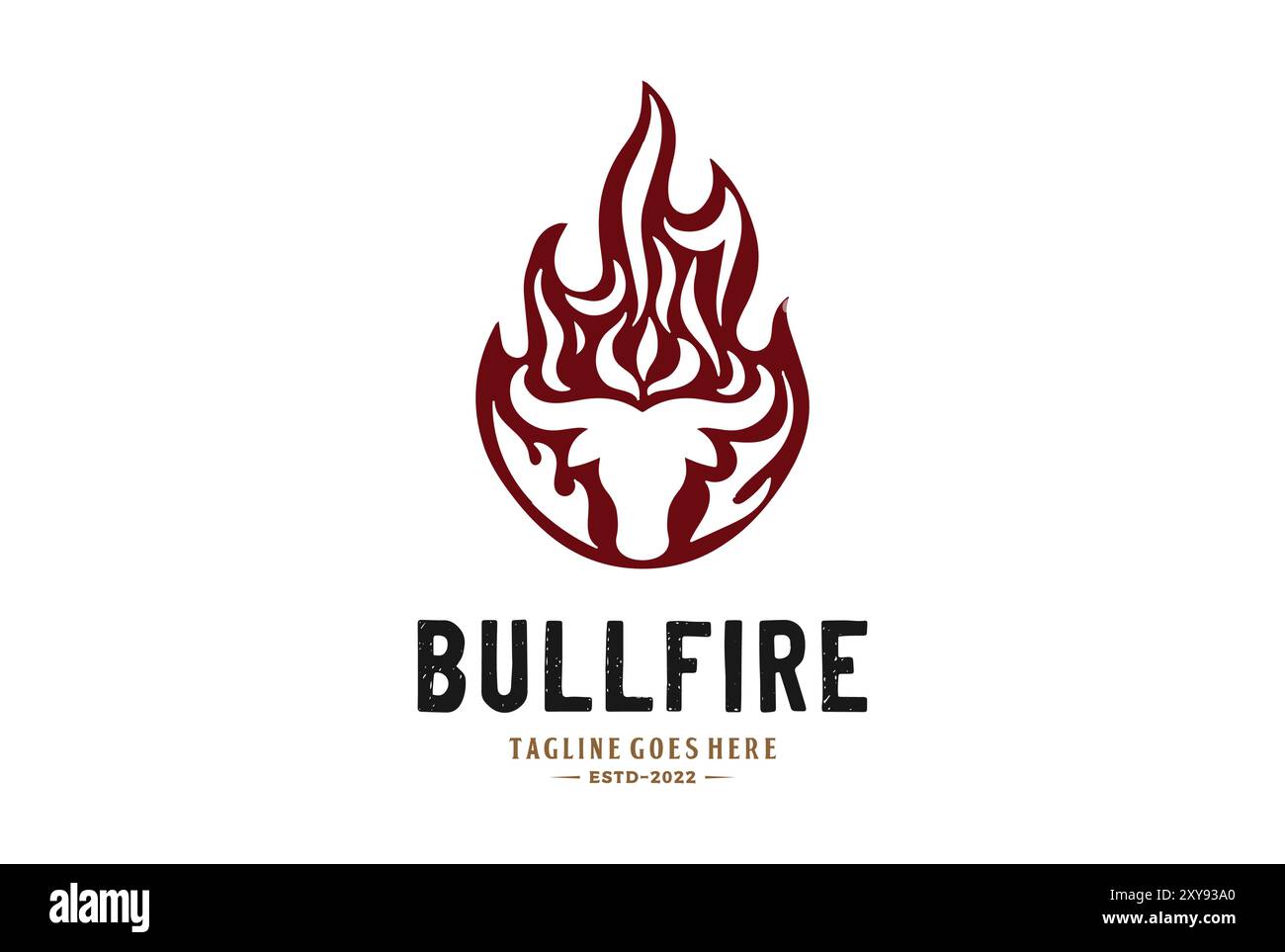 Vintage Burn Flame Fire with Angus Cow Bull Bison Longhorn Buffalo Head ...