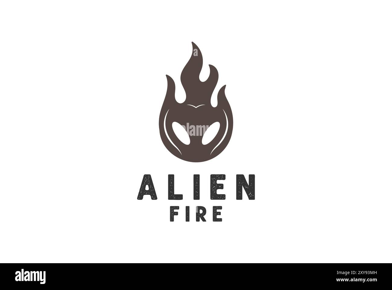 Vintage Black Alien Ghost Burn Fire Flame Logo Design Stock Vector ...
