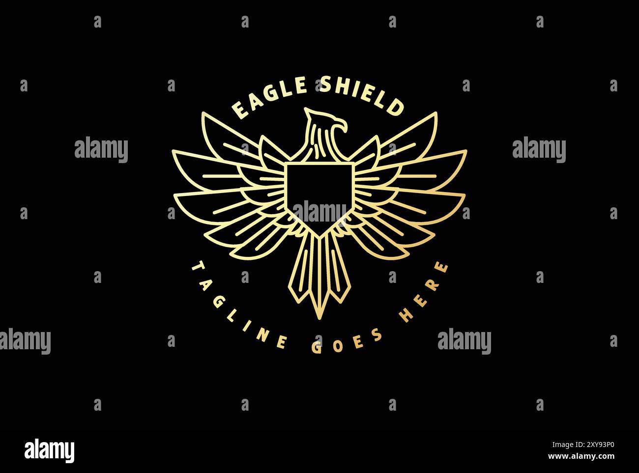 Golden American Eagle Hawk Falcon Phoenix Bird Badge Emblem Logo Design ...