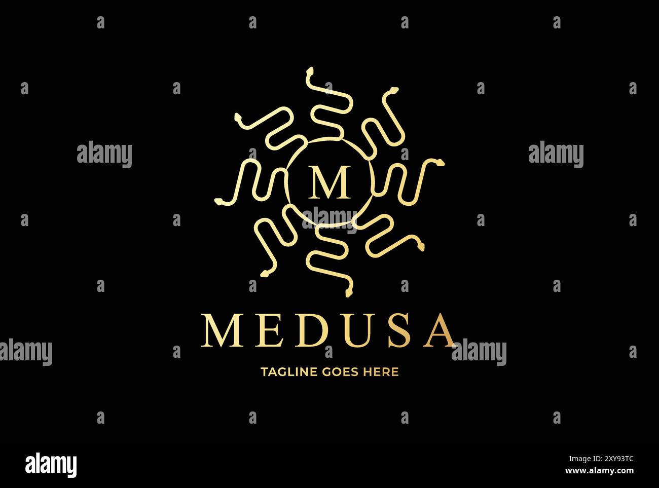 Elegant Golden Geometric Snake Star for Medusa God Logo Design Stock ...
