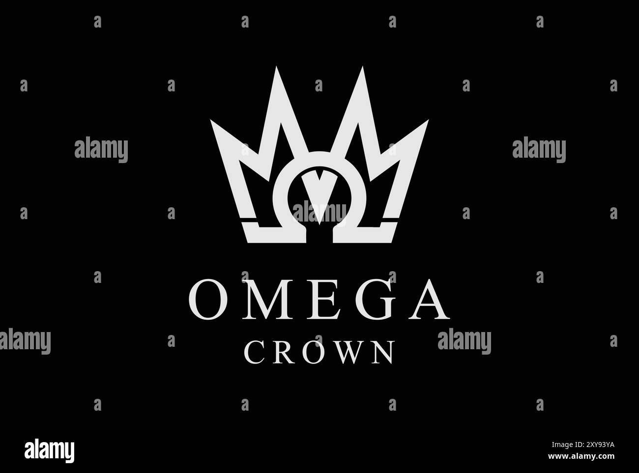 Simple Minimalist Bold King Queen Crown Omega Symbol Logo Design Vector ...