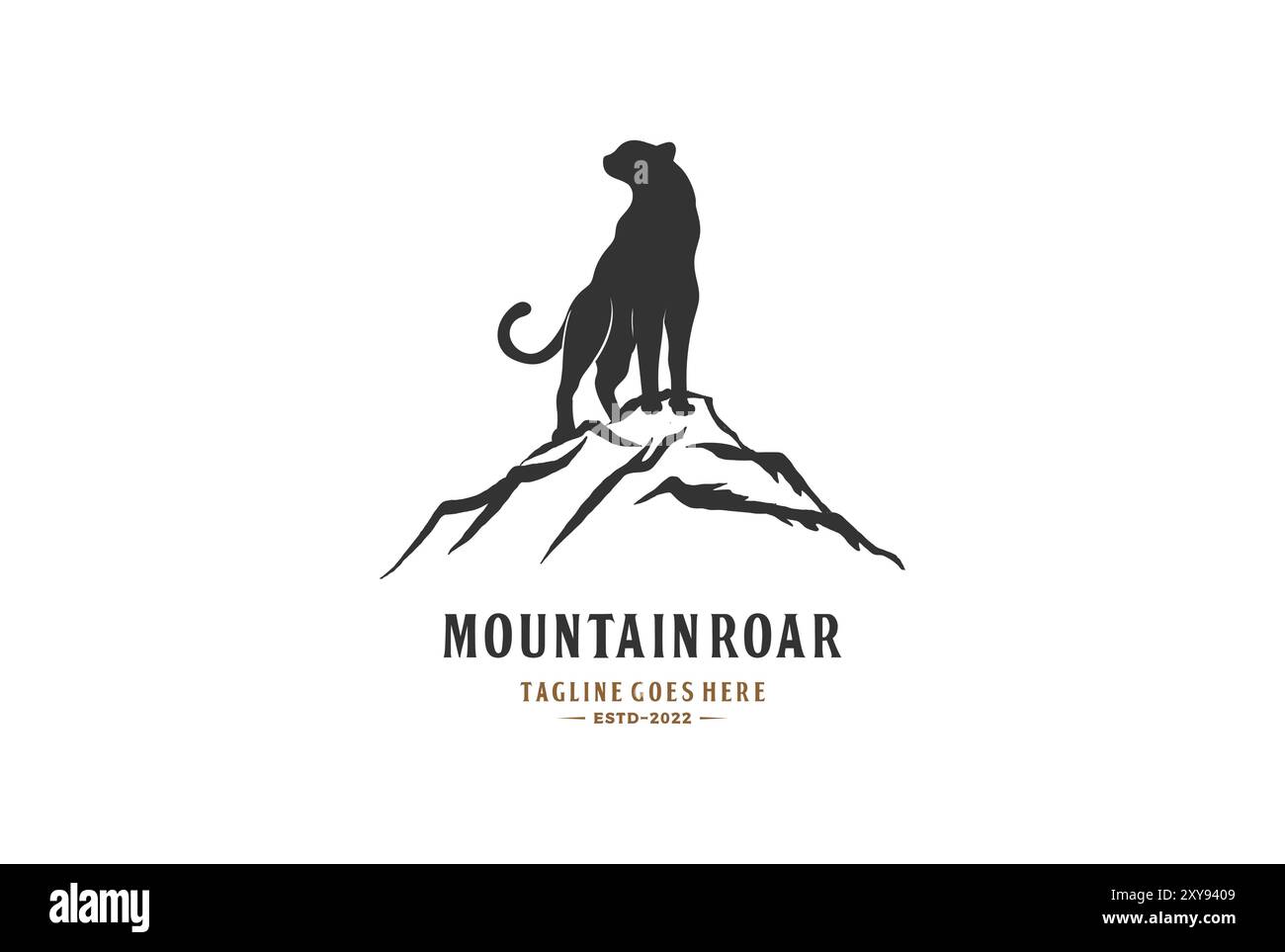 Mountain Rock with Jaguar Tiger Leopard Cheetah Puma Silhouette Logo ...