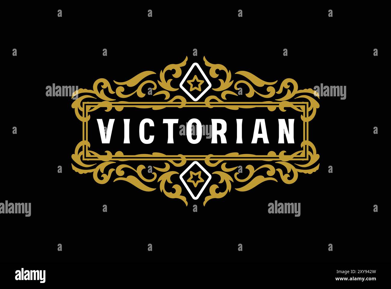 Golden Bold Border Frame Royal Badge Emblem Stamp Label Logo Design ...