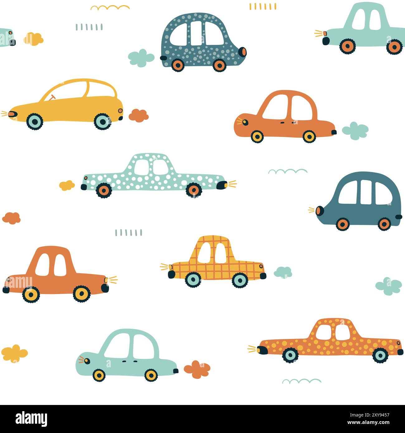 Kid’s hand drawn seamless pattern with funny cars Stock Vector Image ...
