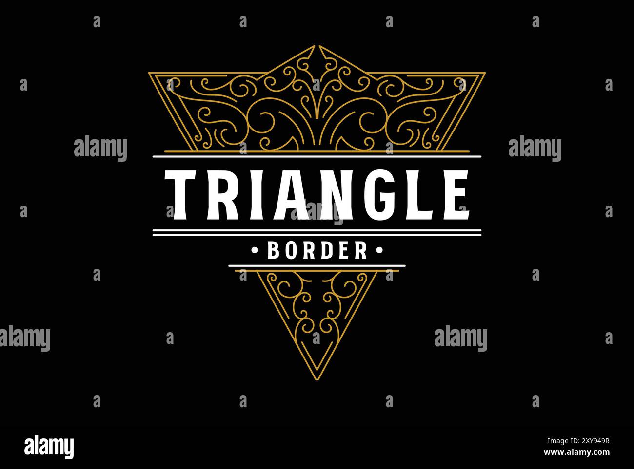 Vintage Retro Art Deco Ornament Border Frame Royal Triangle Badge ...