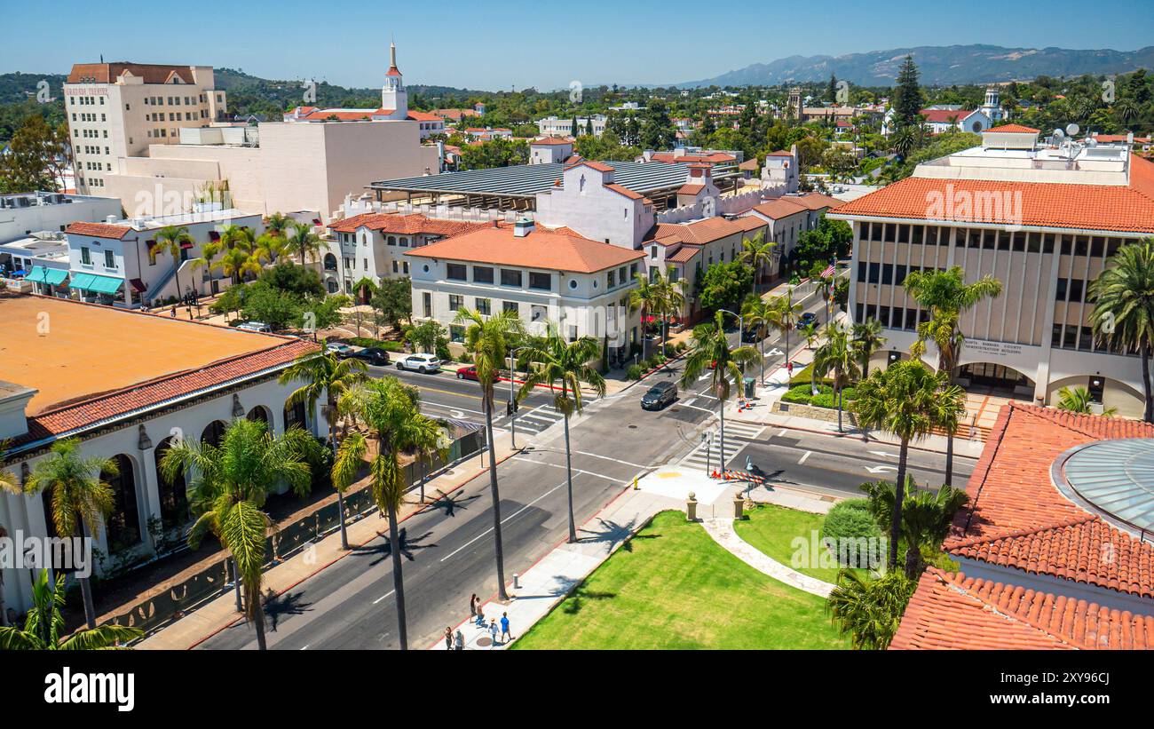 Aerial view of Santa Barbara, California, with Santa Barbara Public ...