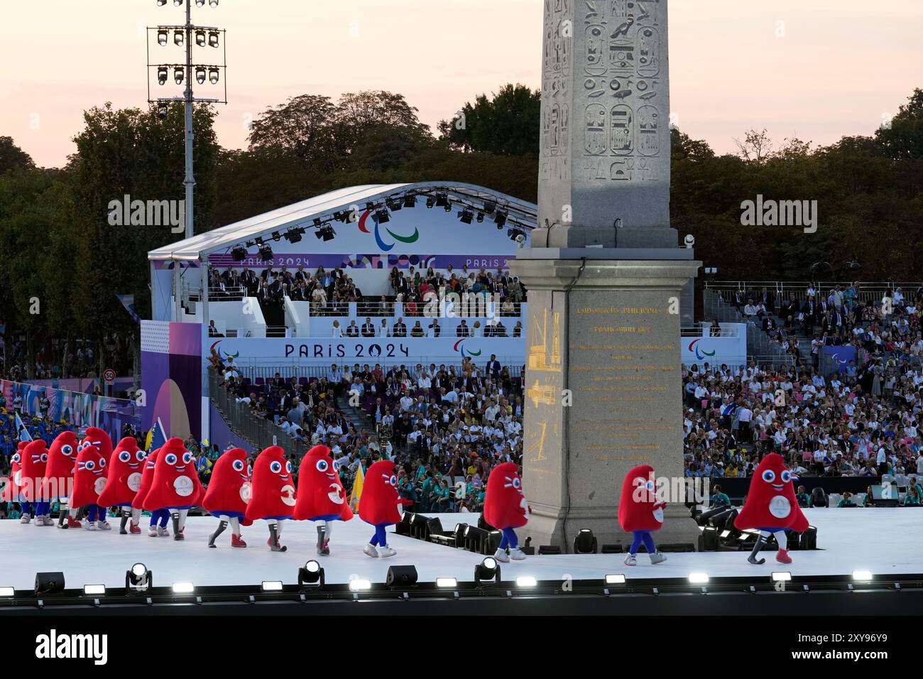The Phryges, the Paris Games' mascots, come on stage during the Opening ...