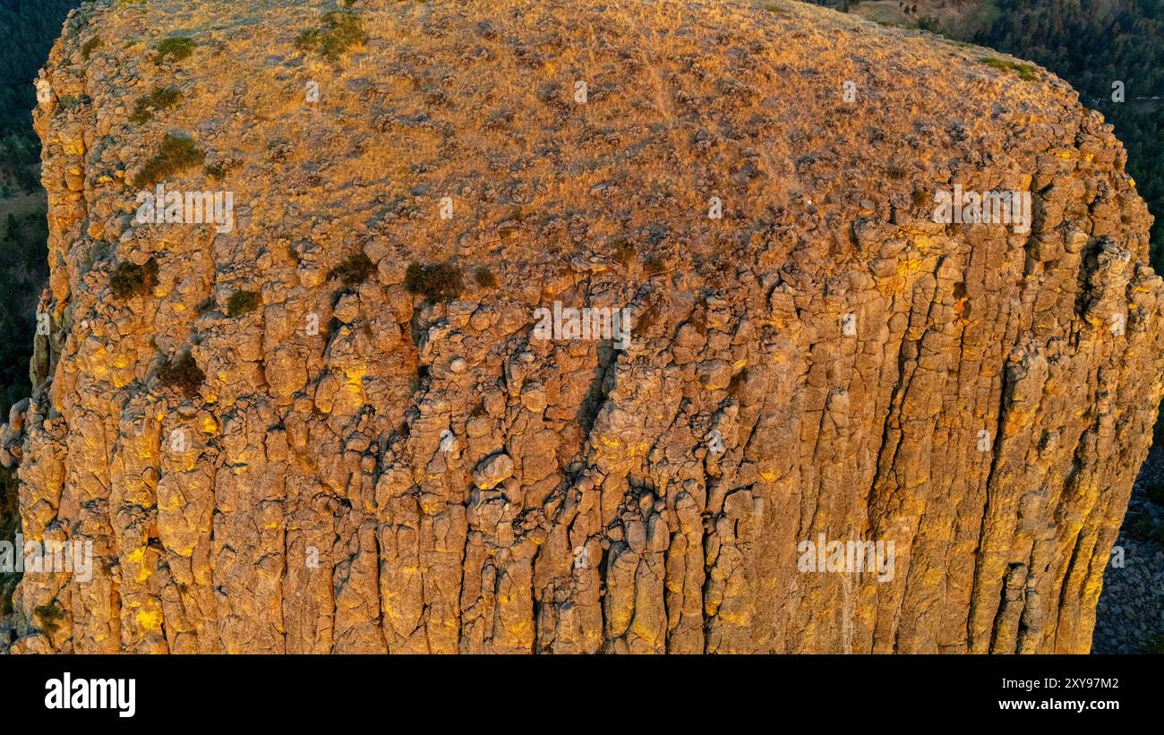 Aerial photograph of the top of Devils Tower National Monument, Wyoming ...