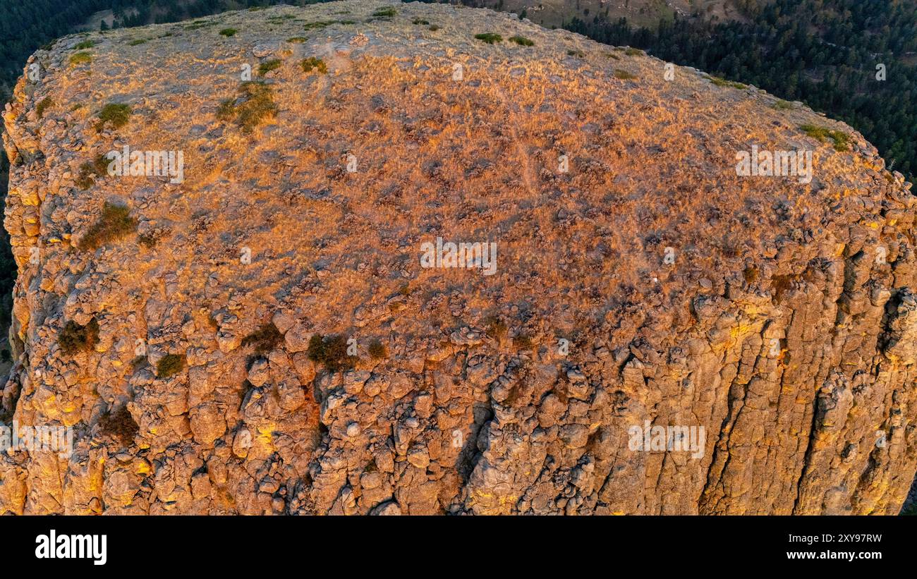 Aerial photograph of the top of Devils Tower National Monument, Wyoming ...