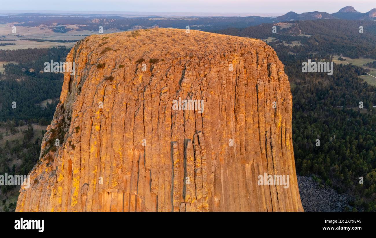 Aerial photograph of the top of Devils Tower National Monument, Wyoming ...