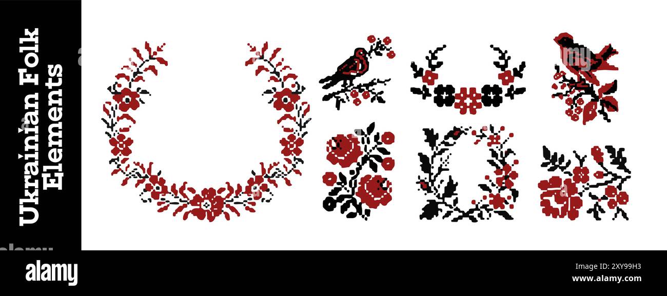 Vector Folk Slavic Pattern Set With Ukrainian Motifs Pattern Pixel ...