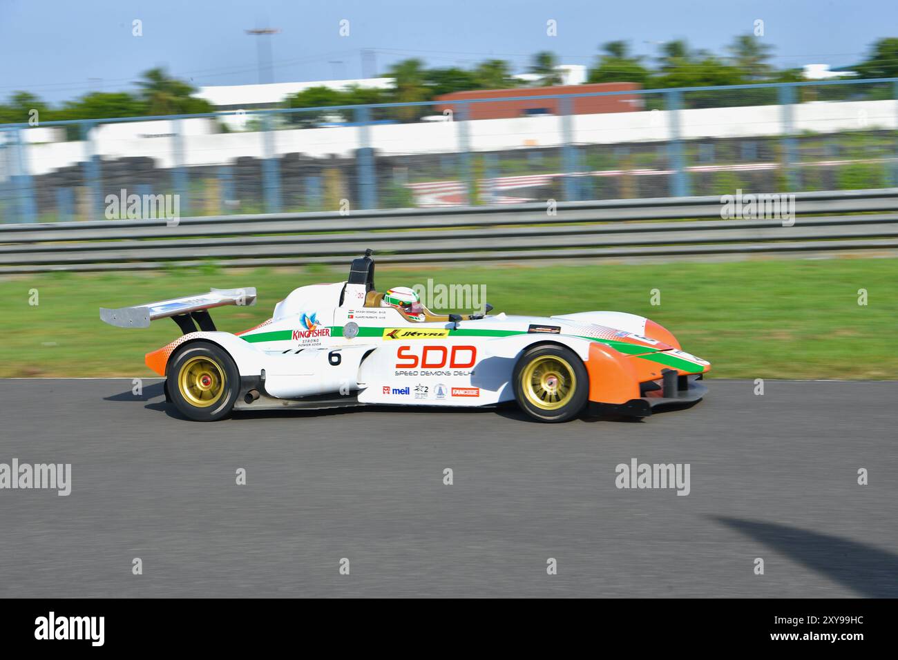 Chennai, INDIA. 24th Aug, 2024. F4 racing cars are on action speeding ...
