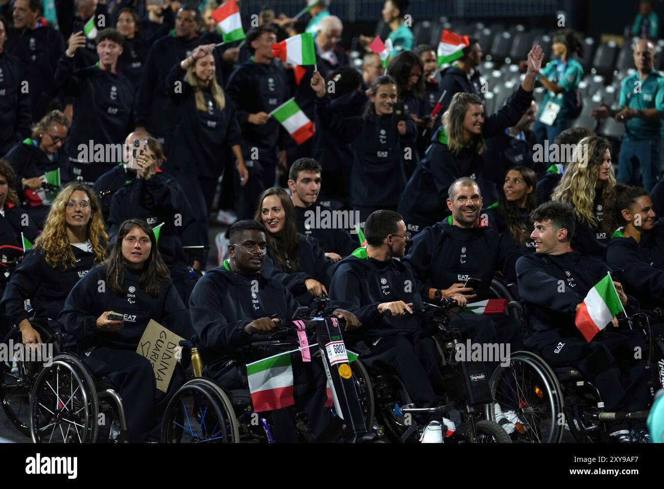 Italian athletes parade during the Opening Ceremony for the 2024 ...