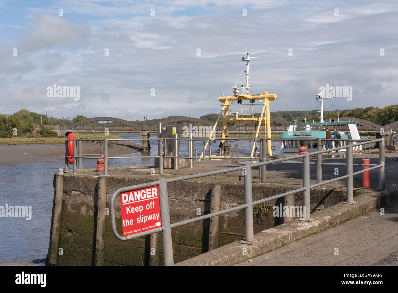 Kirkcudbright harbour with a danger sign to keep off the slipway ...