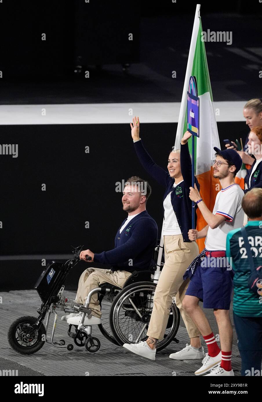 Flag bearers Orla Comerford and Colin Judge lead Team Ireland during ...