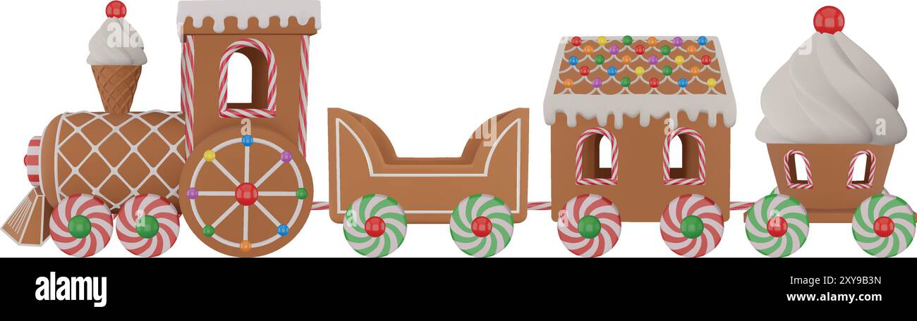 christmas gingerbread train front and side view Stock Vector Image ...