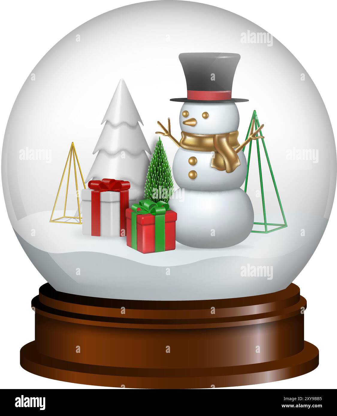 3d snow globe with 3d santa claus sleigh, christmas trees, candies and ...