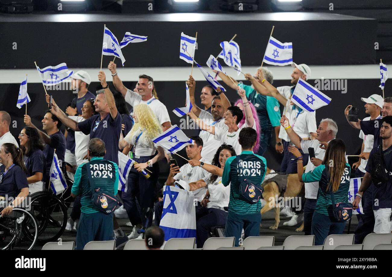 Members of Team Israel during the opening ceremony of the Paris 2024 Paralympic Games at the ...