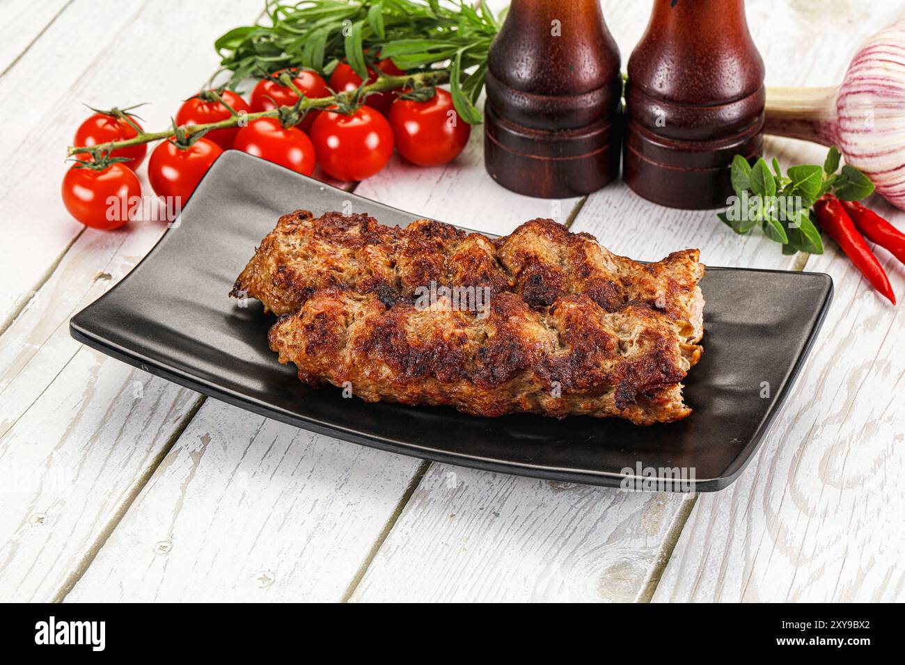 Chicken barbecue kebab minced meat and spices Stock Photo - Alamy