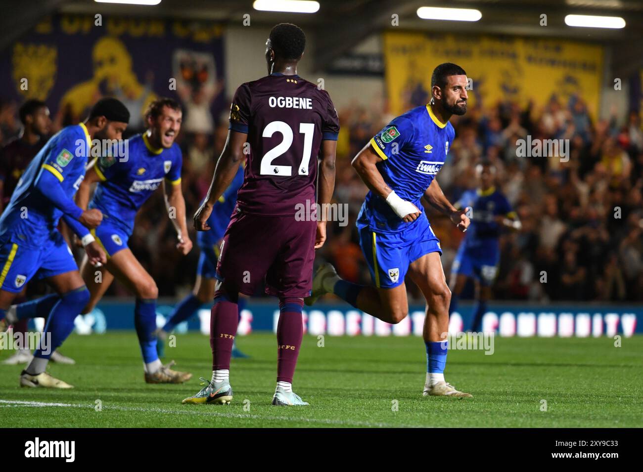 London, England. 28th Aug 2024. Omar Bugiel celebrates after scoring ...