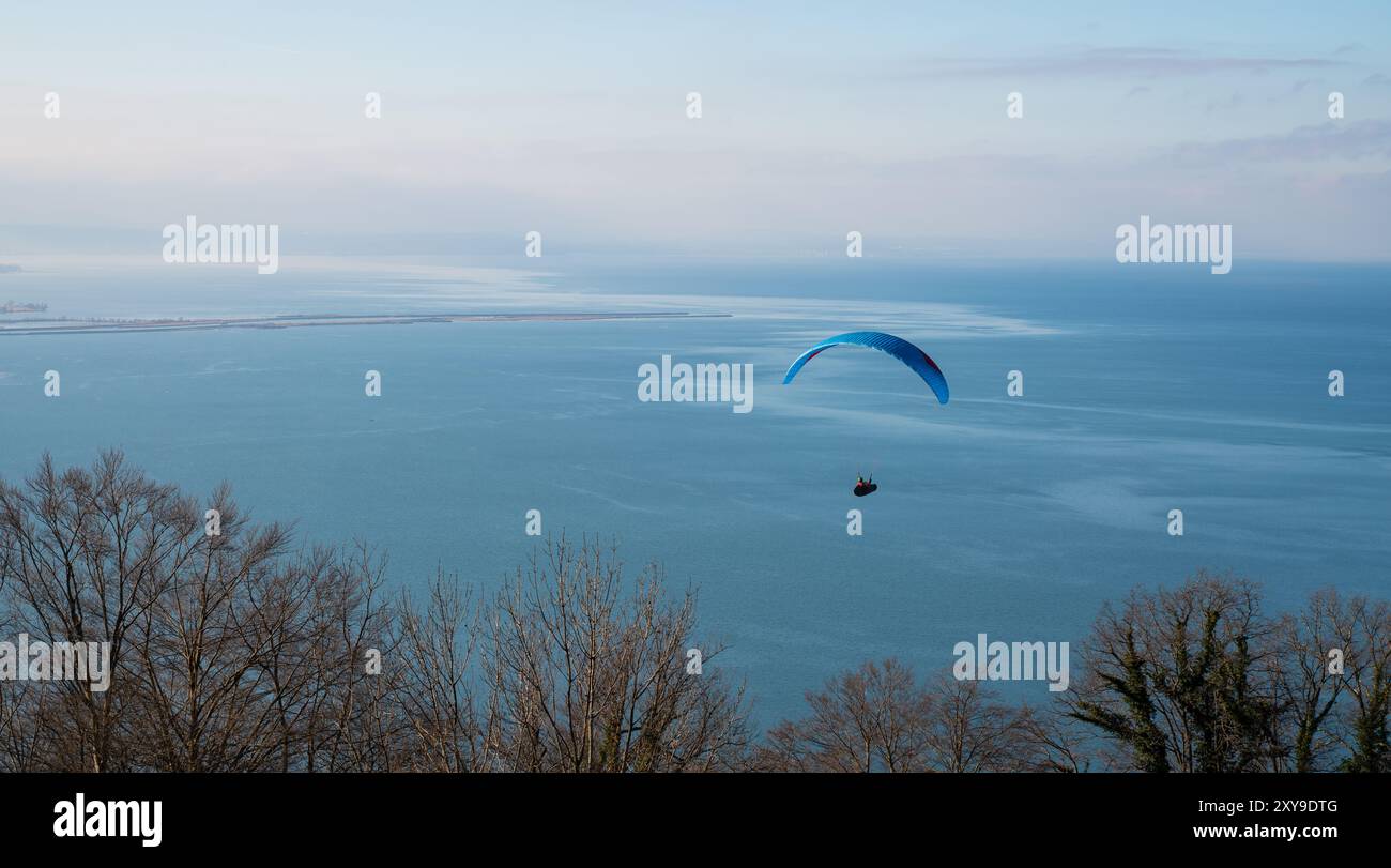 Paraglider flying on Lake Constance in Austria Stock Photo - Alamy