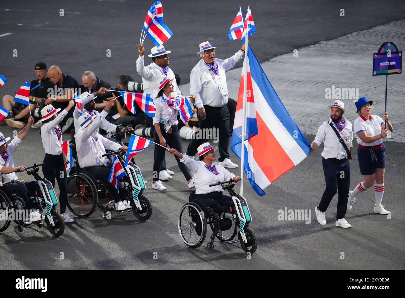 Paris, France. 28th Aug, 2024. PARIS, FRANCE - AUGUST 28: Flagbearers ...