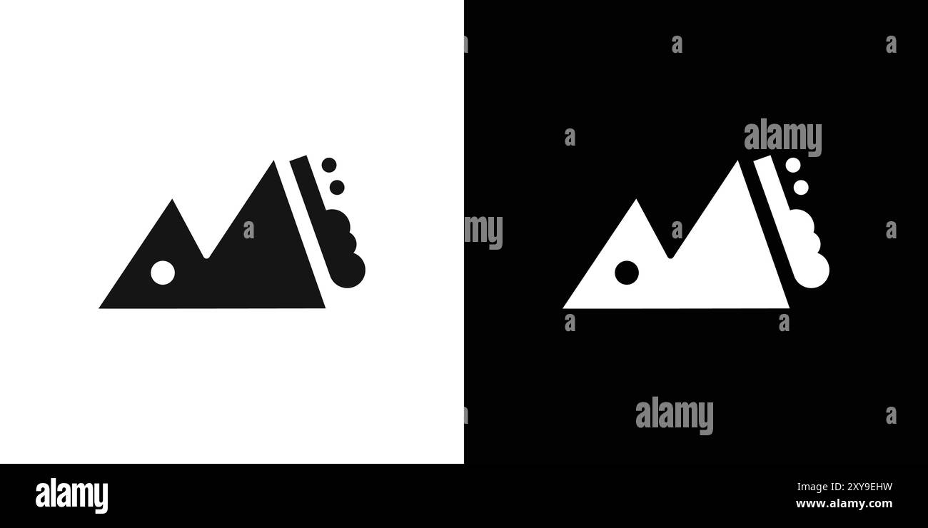 avalanche icon logo sign vector outline in black and white color Stock ...