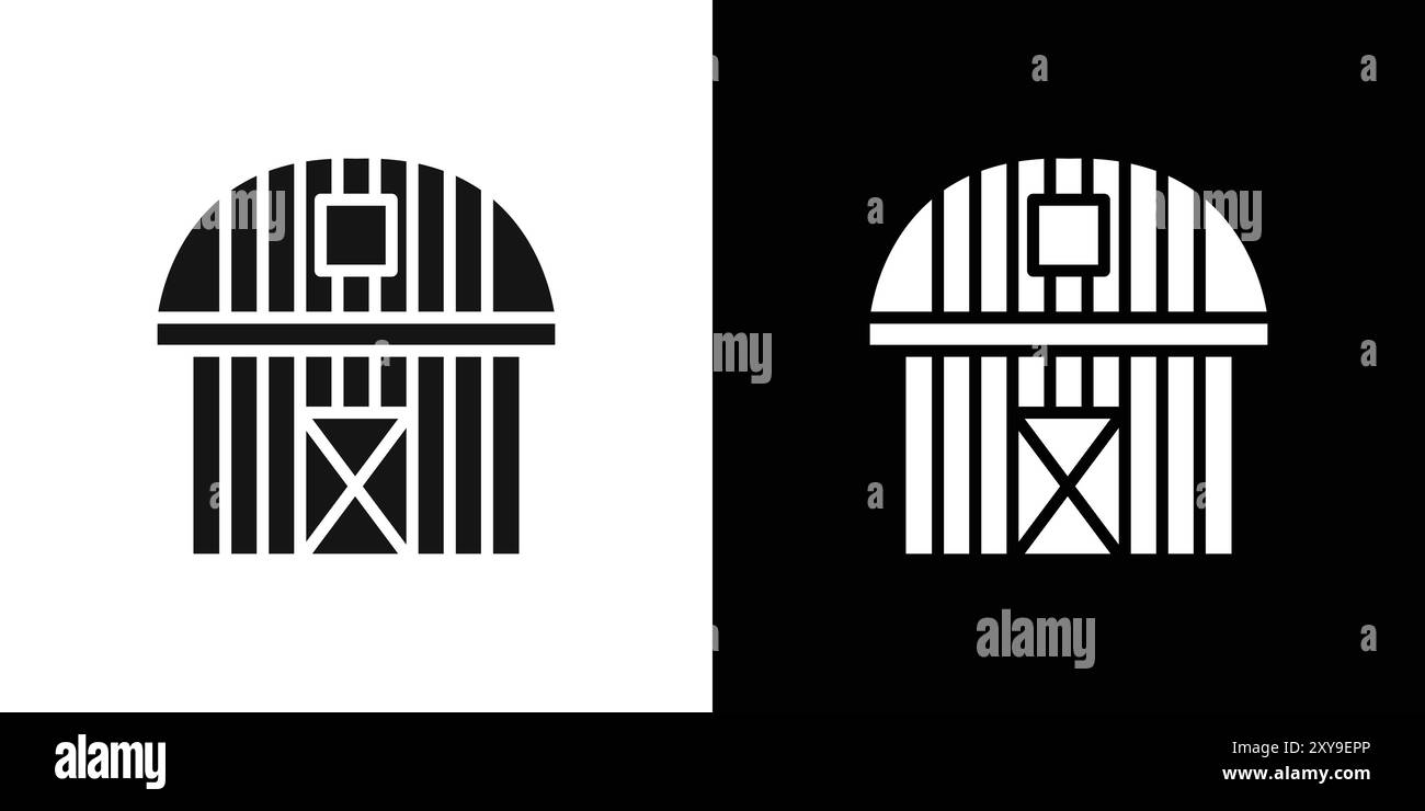 barn farm icon logo sign vector outline in black and white color Stock ...