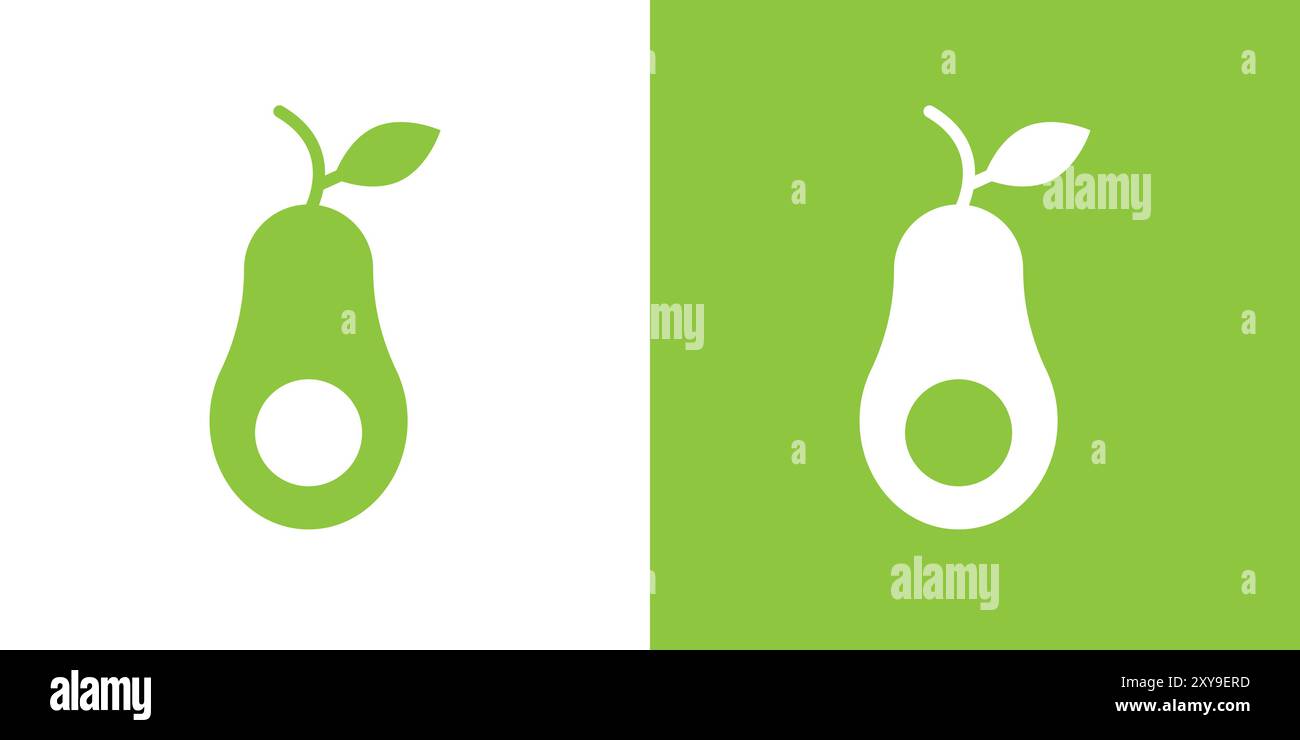 avocado icon logo sign vector outline in black and white color Stock ...