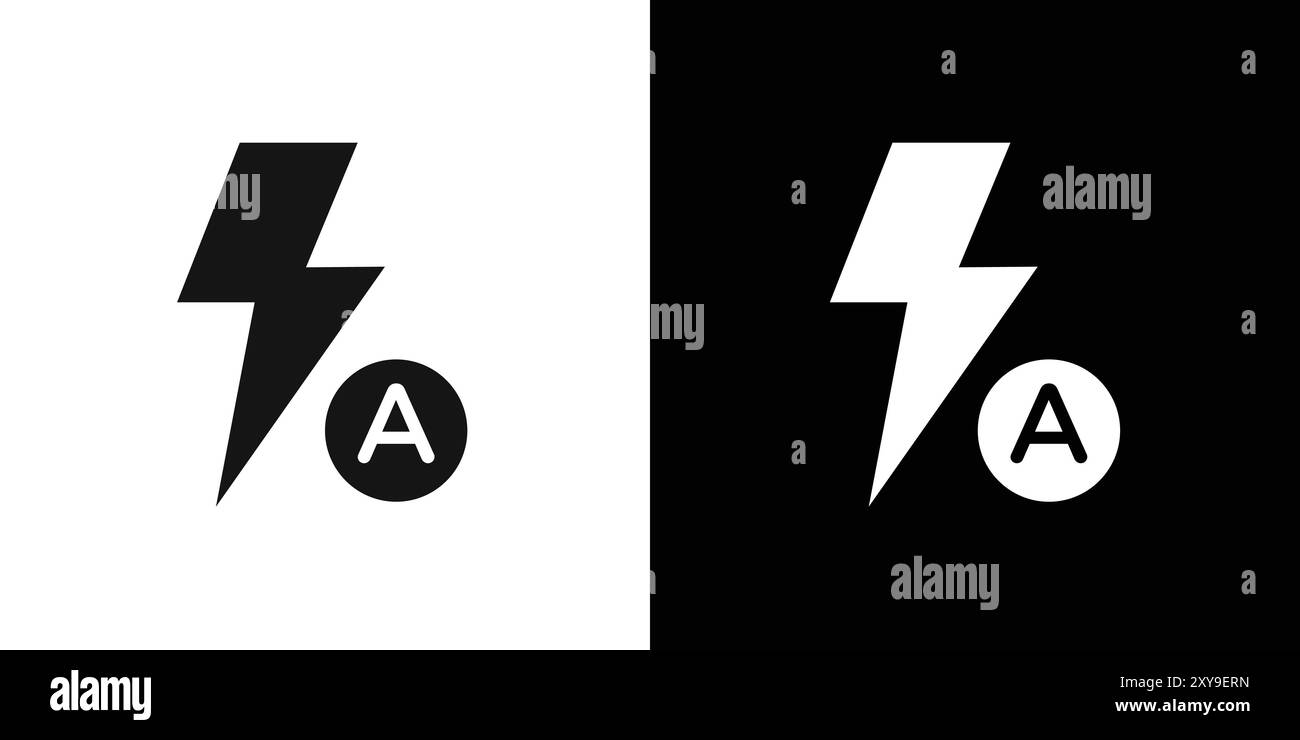 auto flash icon logo sign vector outline in black and white color Stock ...