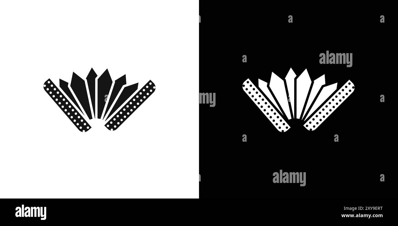 Accordion icon logo sign vector outline in black and white color Stock ...