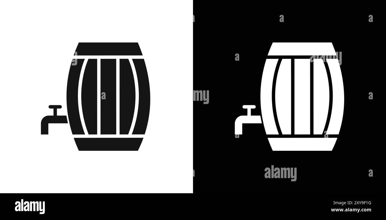 Barrel of beer icon logo sign vector outline in black and white color ...