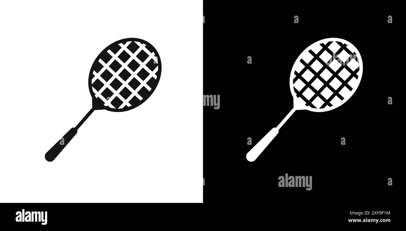 Badminton racquet icon logo sign vector outline in black and white ...